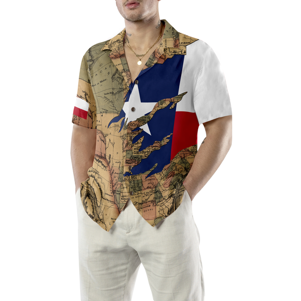 Patriotic Texas Flag Proud Map Hawaiian Shirt For Men - Avis89